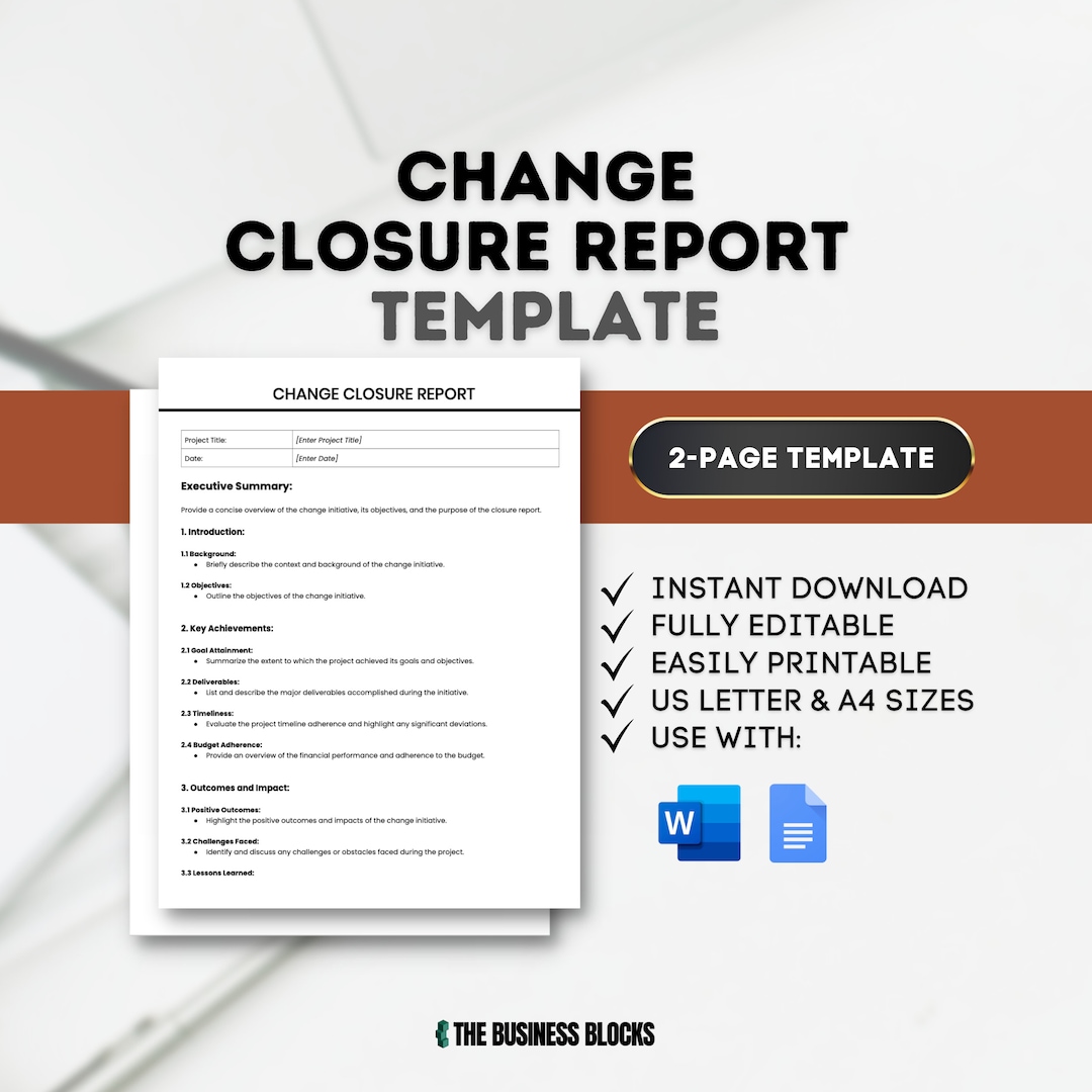 Change Closure Report Template Change Management Template Closure ...