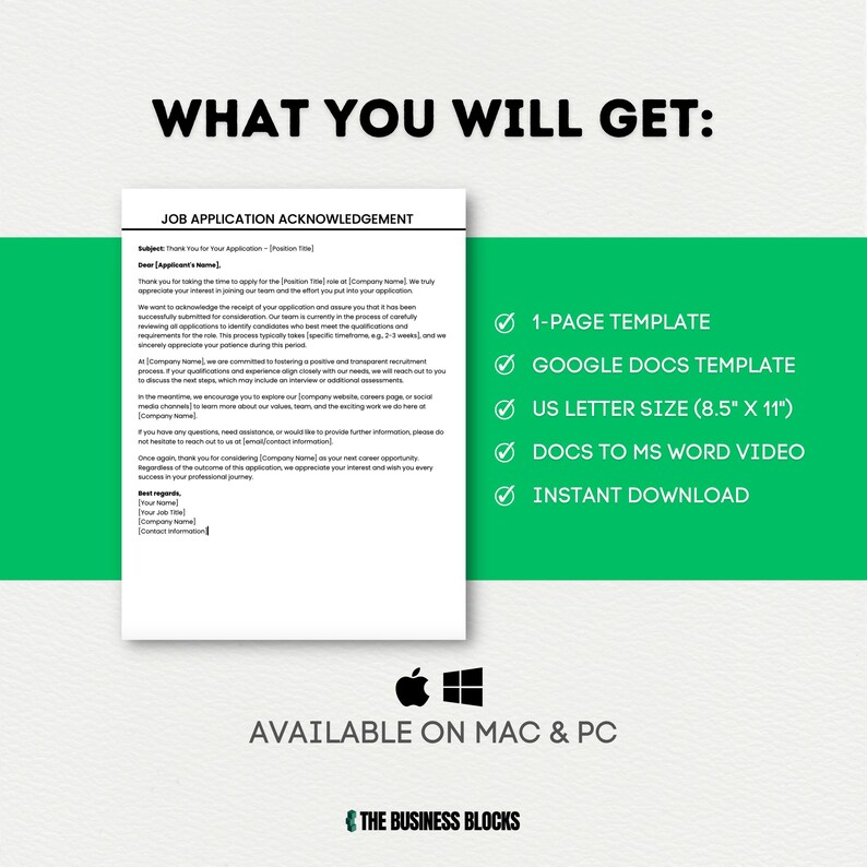 Job Application Acknowledgement Template: Professional HR Form (google ...