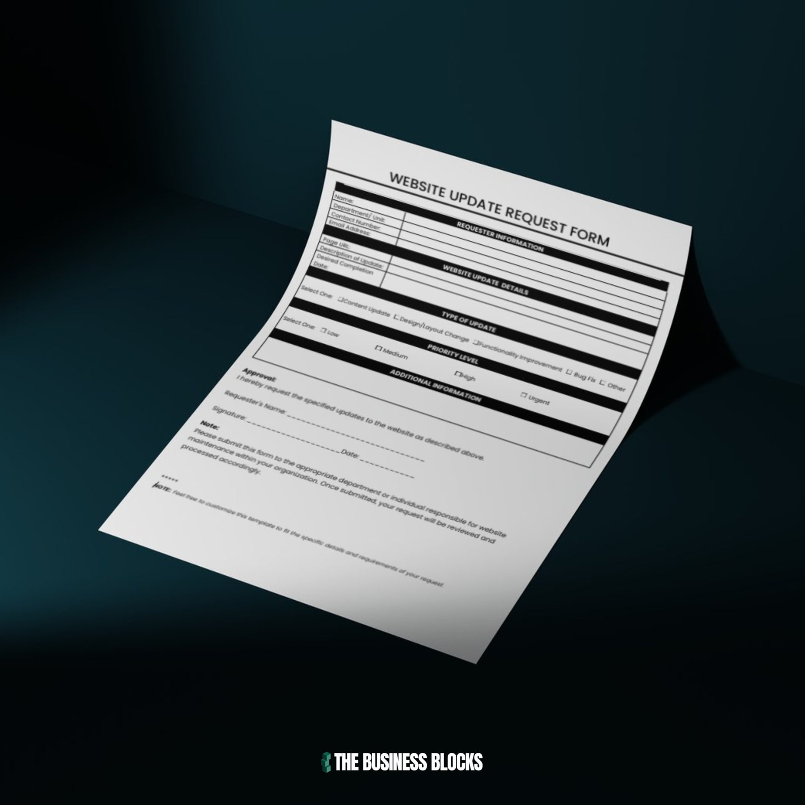 Website Update Request Form Template (google Docs, MS Word) - Etsy