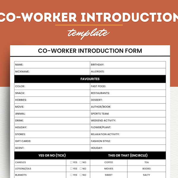 Team Building Get to Know Me Questionnaire Printable - Etsy