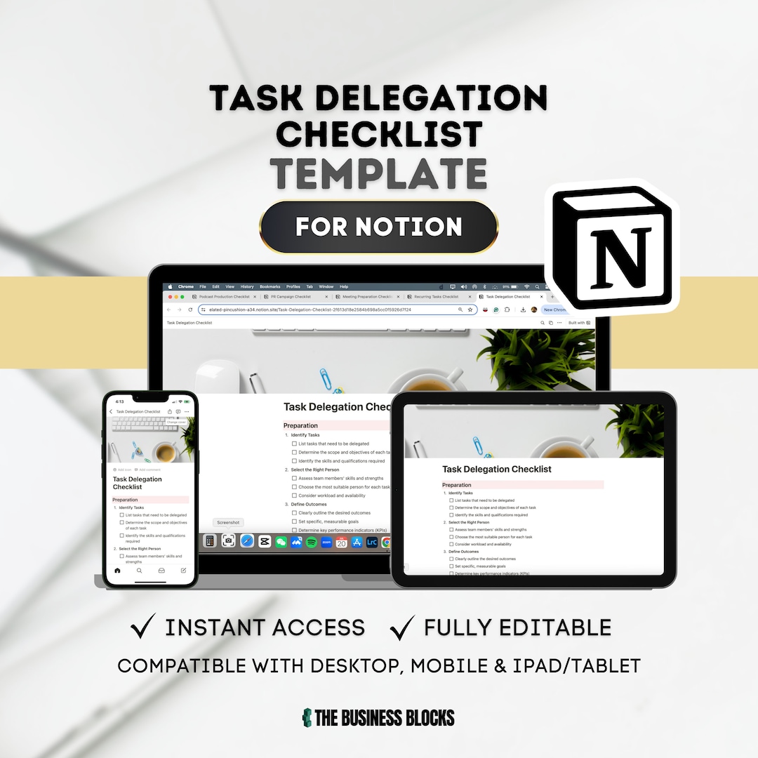 Notion Task Delegation Checklist Template: Task Assignment Guide - Etsy