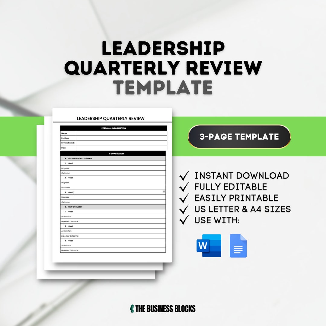 Leadership Quarterly Review Template Leadership Performance Review ...