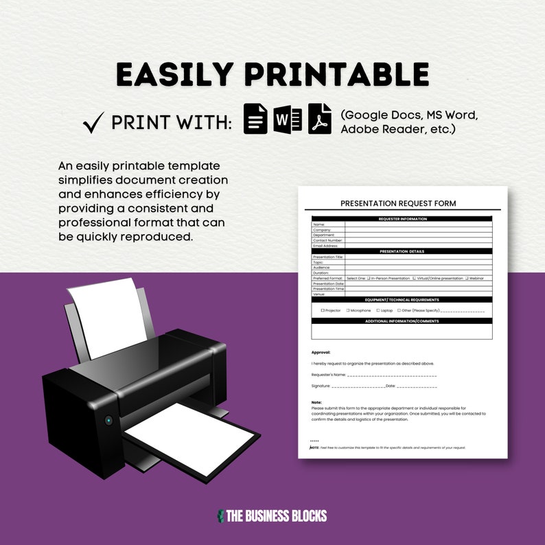 Presentation Request Form Template: Editable Business Form (digital ...