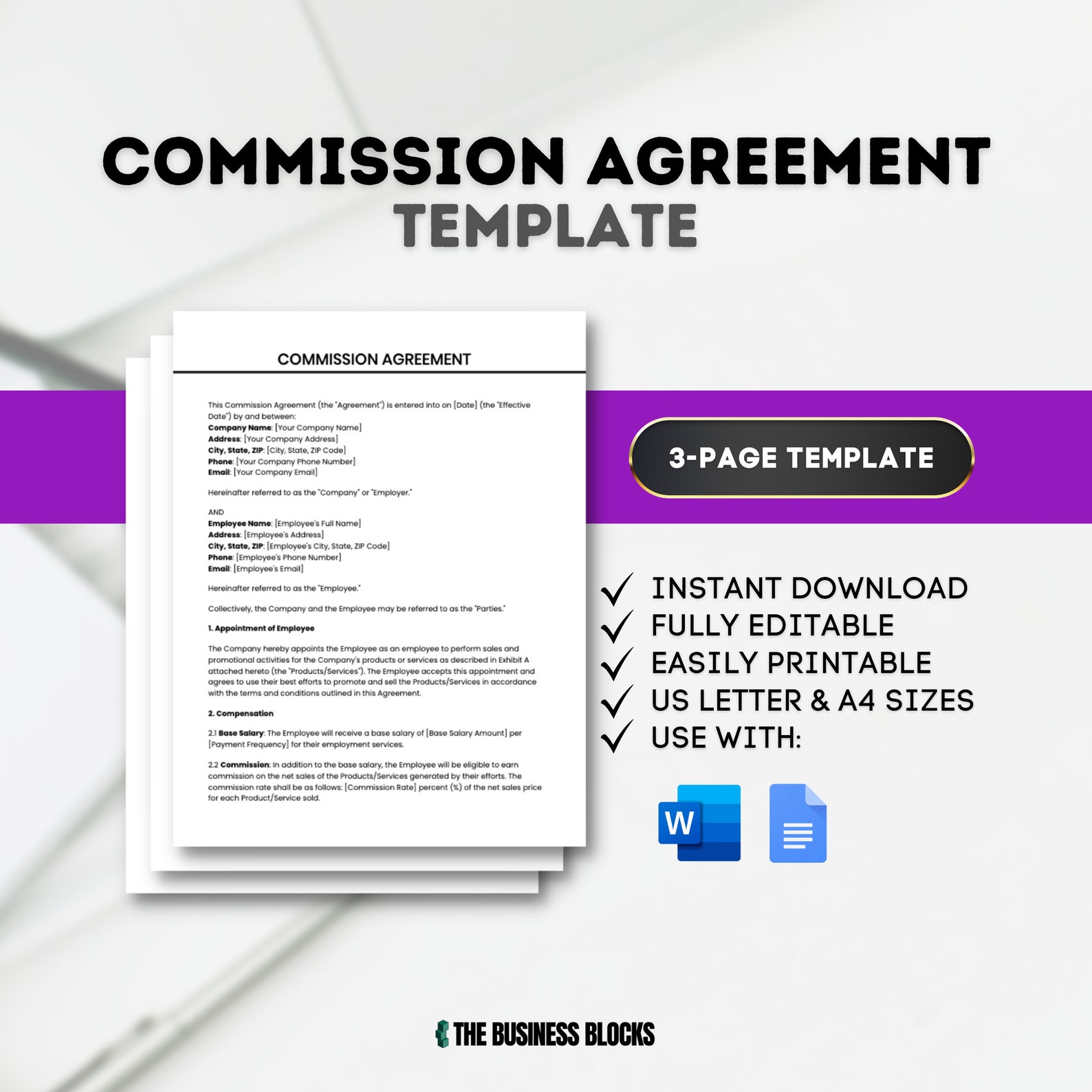 Commission Agreement Template Sales Employee Agreement Commission ...