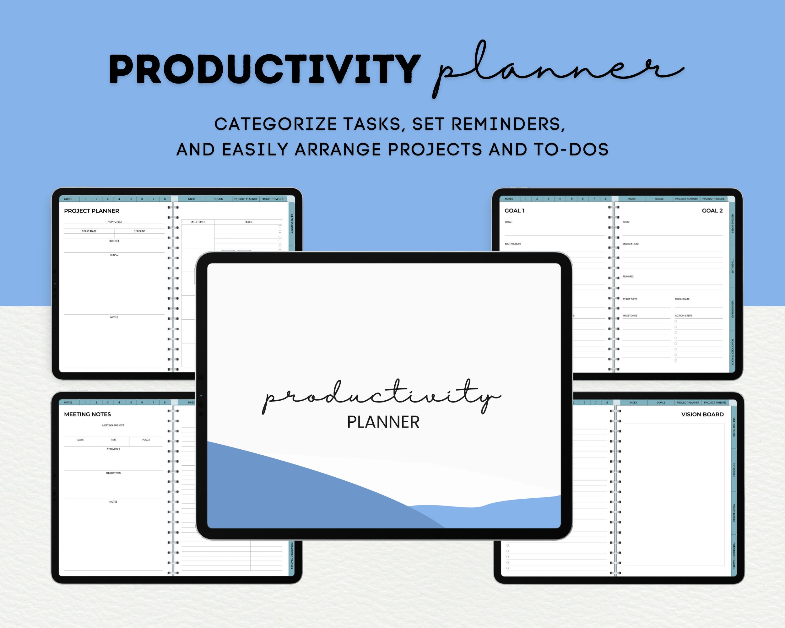 To Do List Productivity Vision Board Digital Notebook Goodnotes Meeting ...