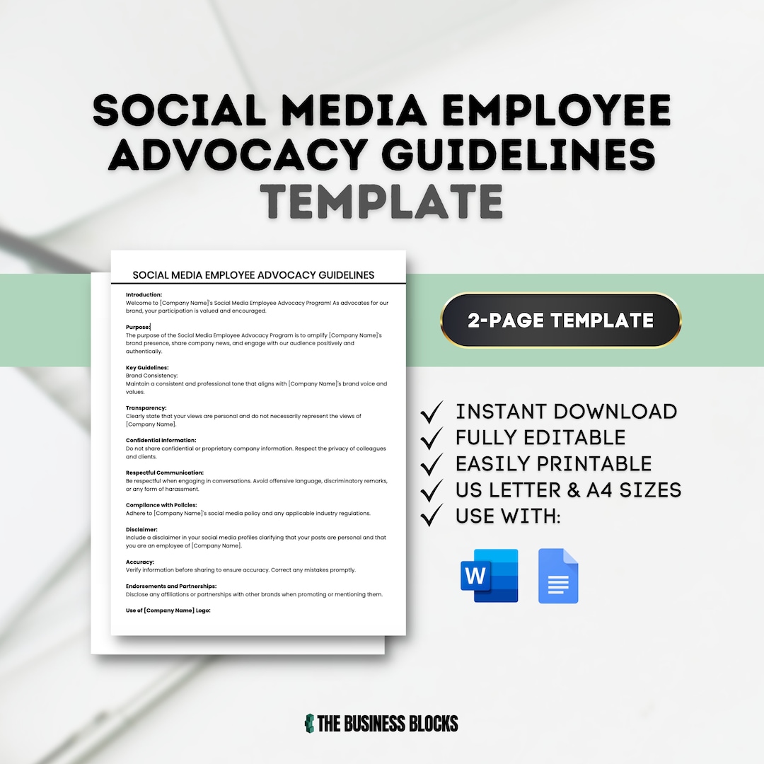 Employee Advocacy Guidelines Template: Social Media Policy (google Docs ...
