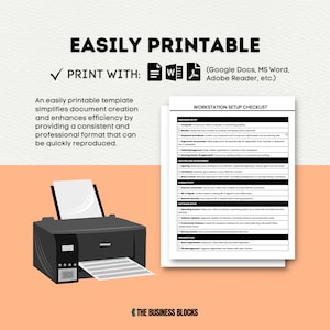 Workstation Setup Checklist Template: Ergonomic Office (digital ...