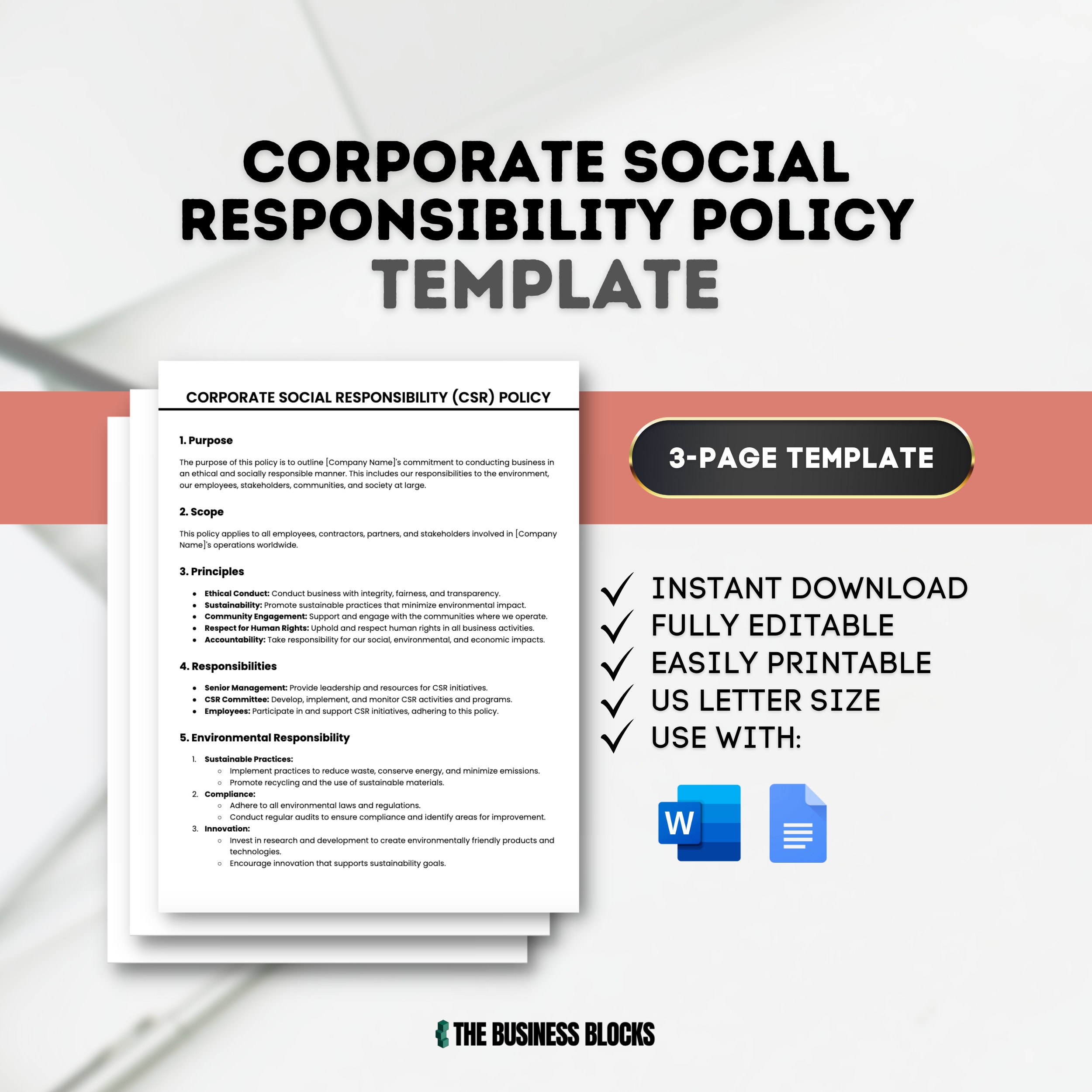 Corporate Social Responsibility (CSR) Policy Template CSR Policy ...