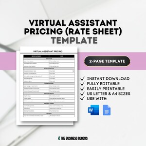 Virtual Assistant Pricing Template: VA Rate Sheet (2-page) - Etsy
