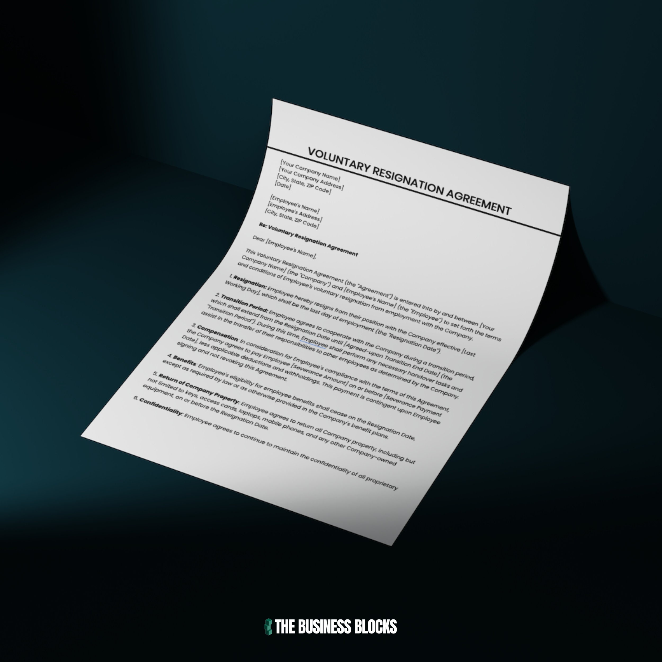 Voluntary Resignation Agreement Template Employee Resignation Form ...