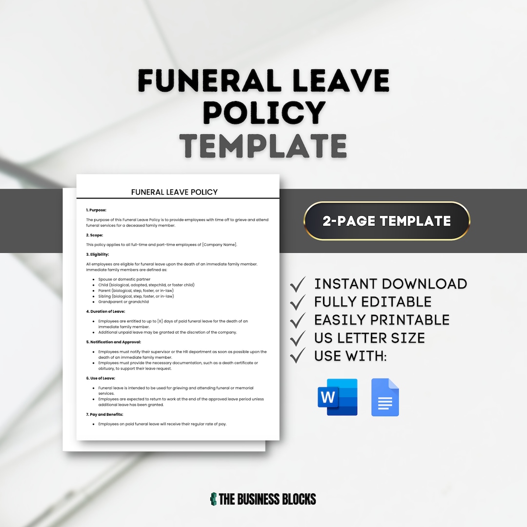 Funeral Leave Policy Template Bereavement Leave Policy Funeral Leave ...