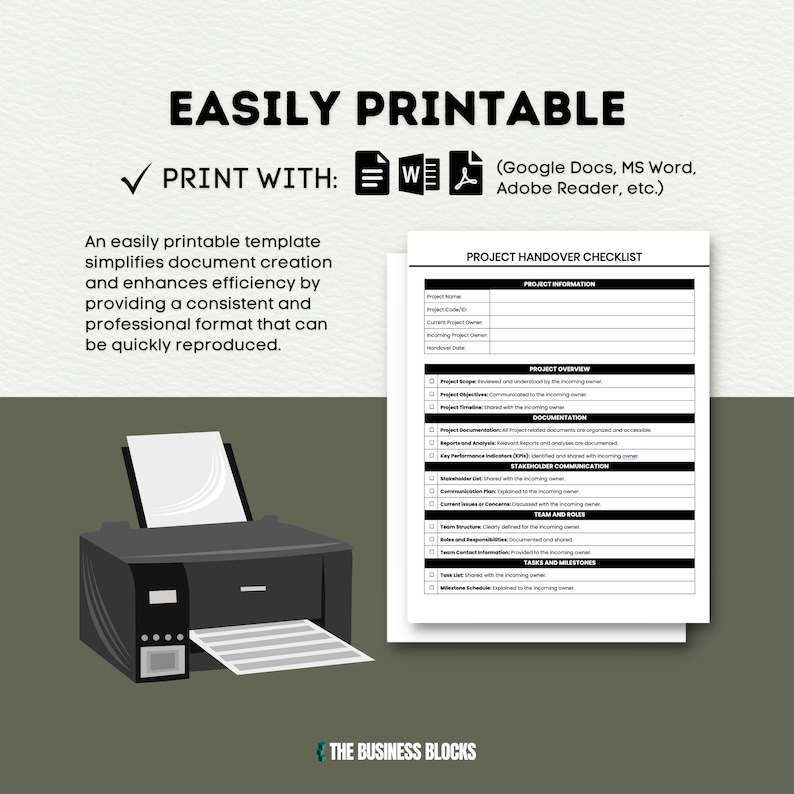 Project Handover Checklist Template: Editable Transition Document ...