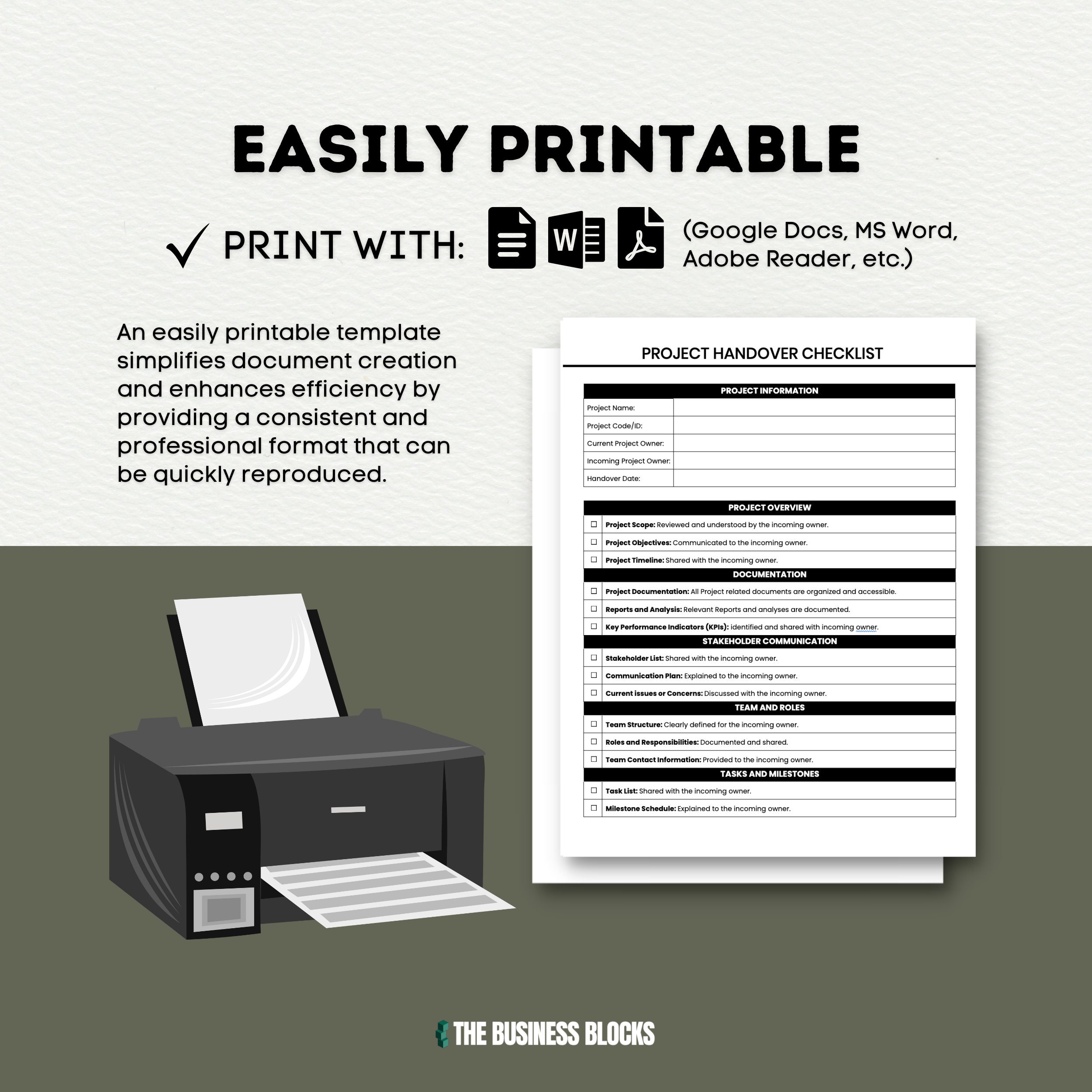 Project Handover Checklist Template Project Transition Checklist ...
