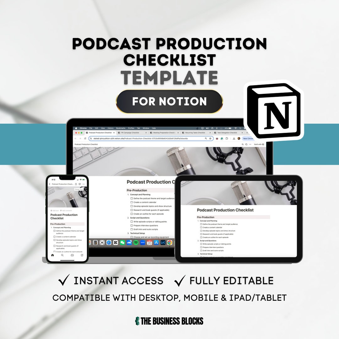 Notion Podcast Production Checklist Template: Episode Guide - Etsy