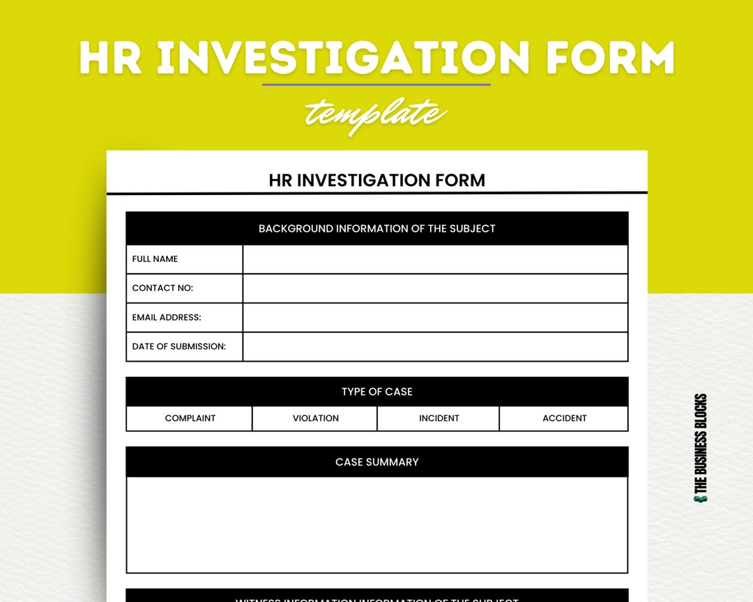 HR Investigation Form Conduct Template Complaint Form - Etsy HR Investigation Form Conduct Template Complaint Form - Etsy