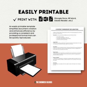 Content Ownership Declaration Template Copyright Declaration Content ...