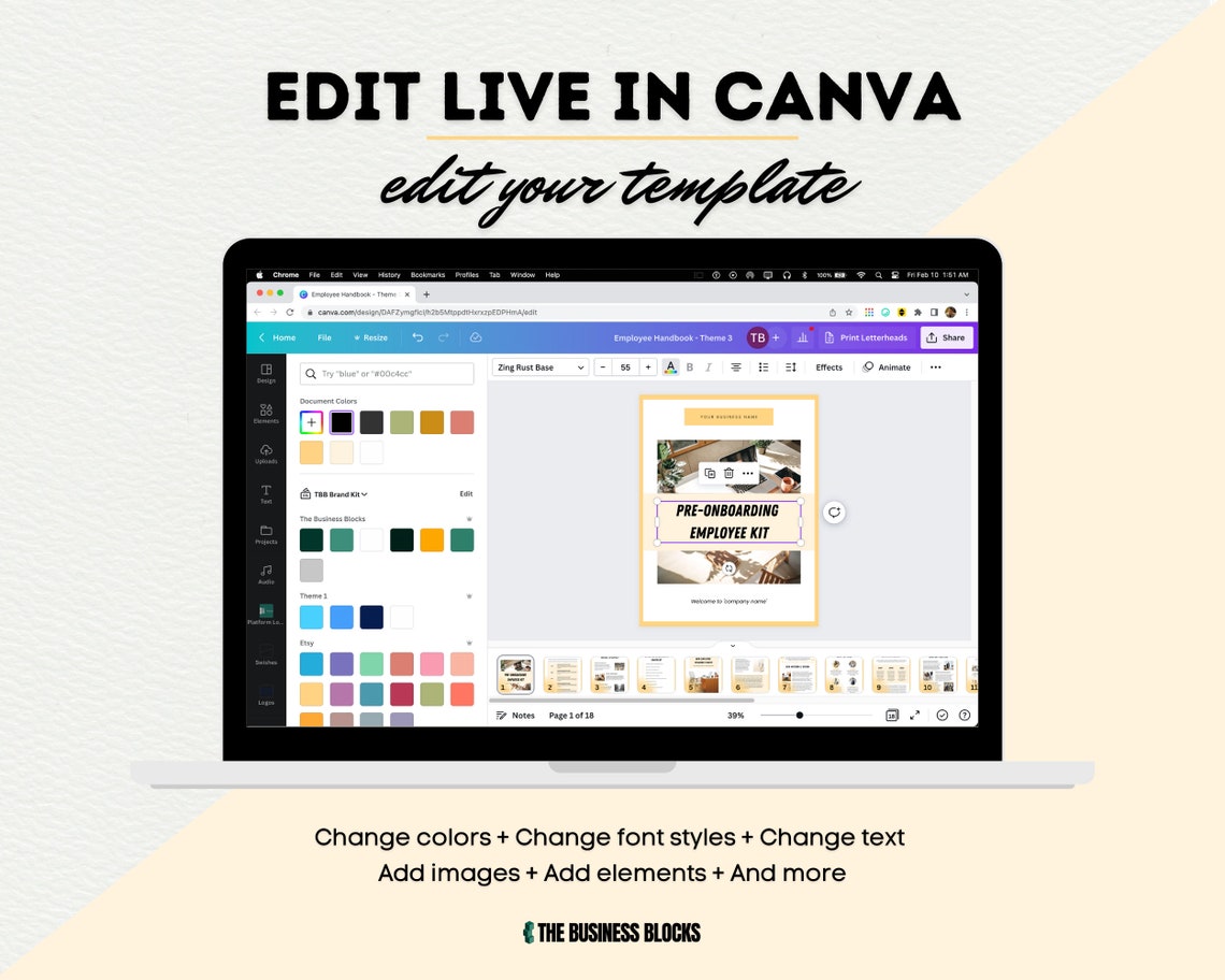 Employee Onboarding Handbook Template: HR Welcome Packet (canva) - Etsy