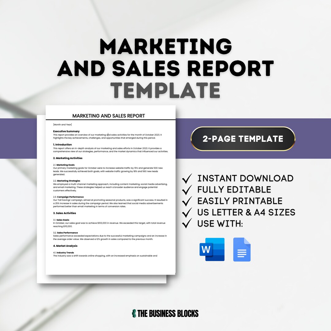 Marketing and Sales Report Template Sales Analysis Report Template ...