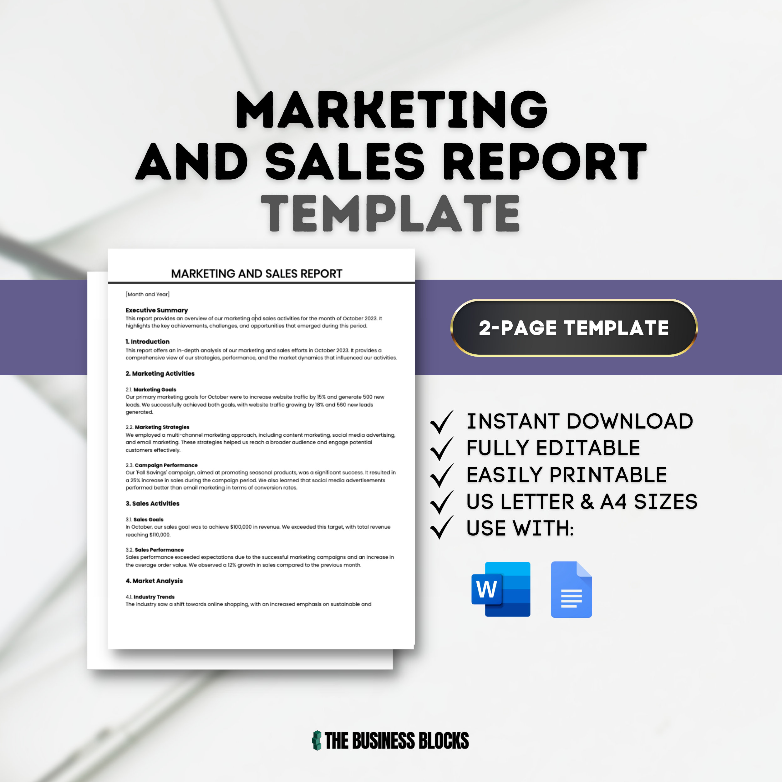 Marketing and Sales Report Template Sales Analysis Report Template ...