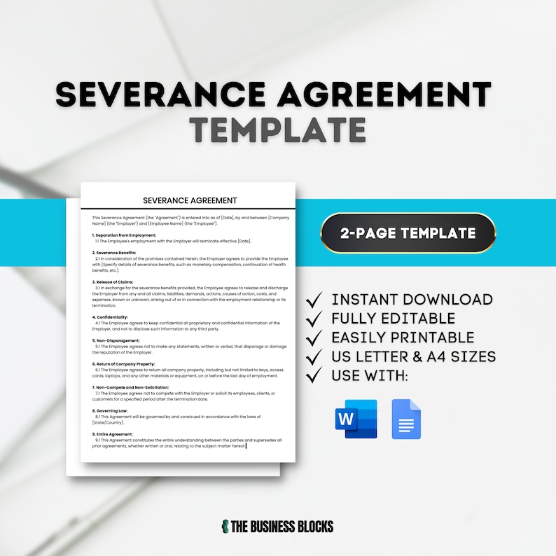Severance Agreement Template Employee Severance Package Severance ...