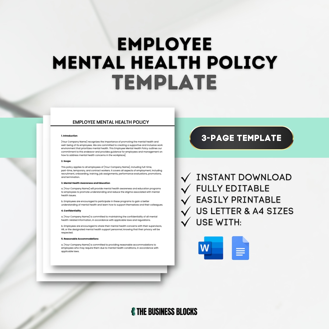 Employee Mental Health Policy HR Templates Human Resources Policies ...