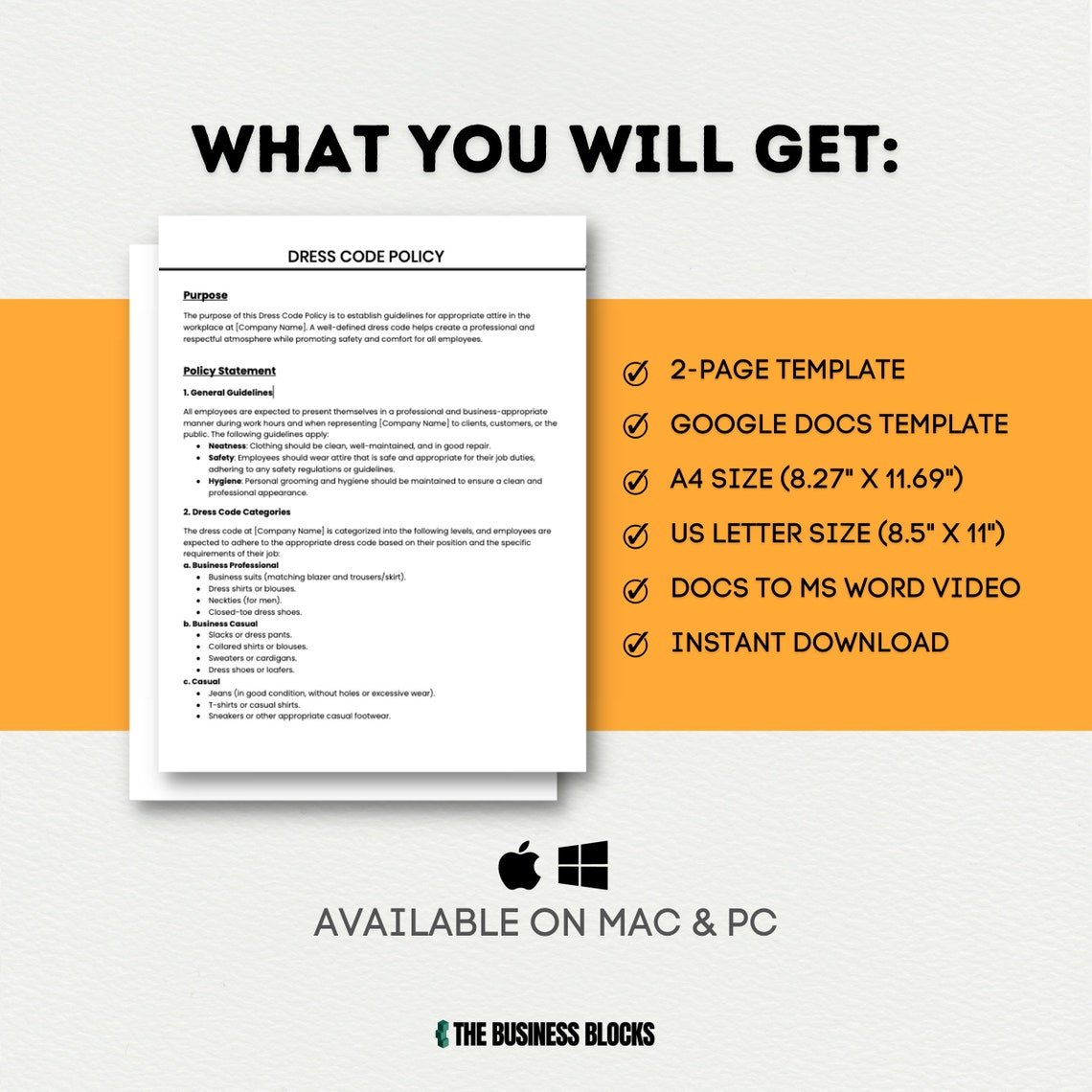 Dress Code Policy Template Human Resources Templates Employee ...