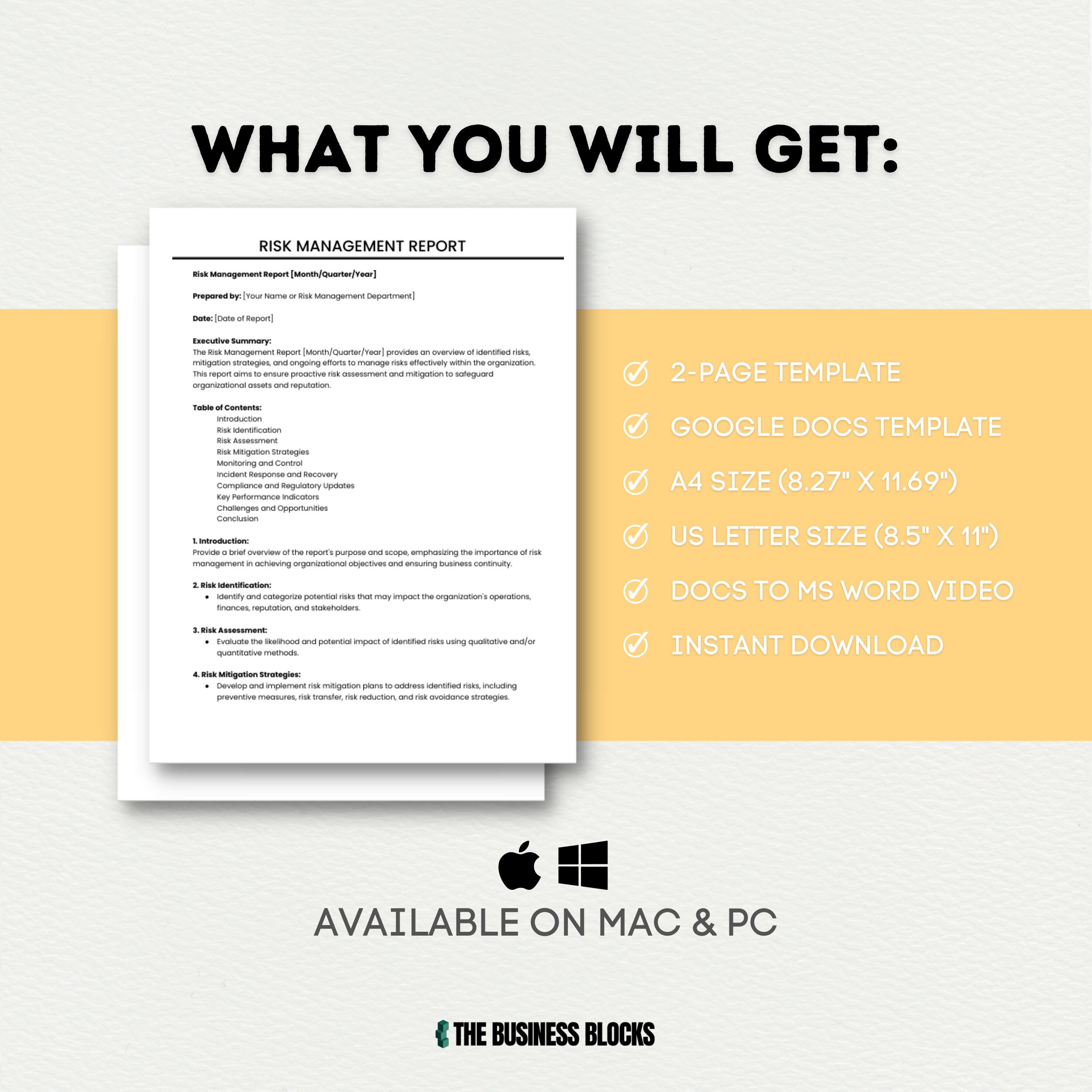 Risk Management Report Template: Business Risk Assessment (google Docs ...