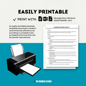 Company Driver Policy Template: Editable HR Document (google Docs, MS ...
