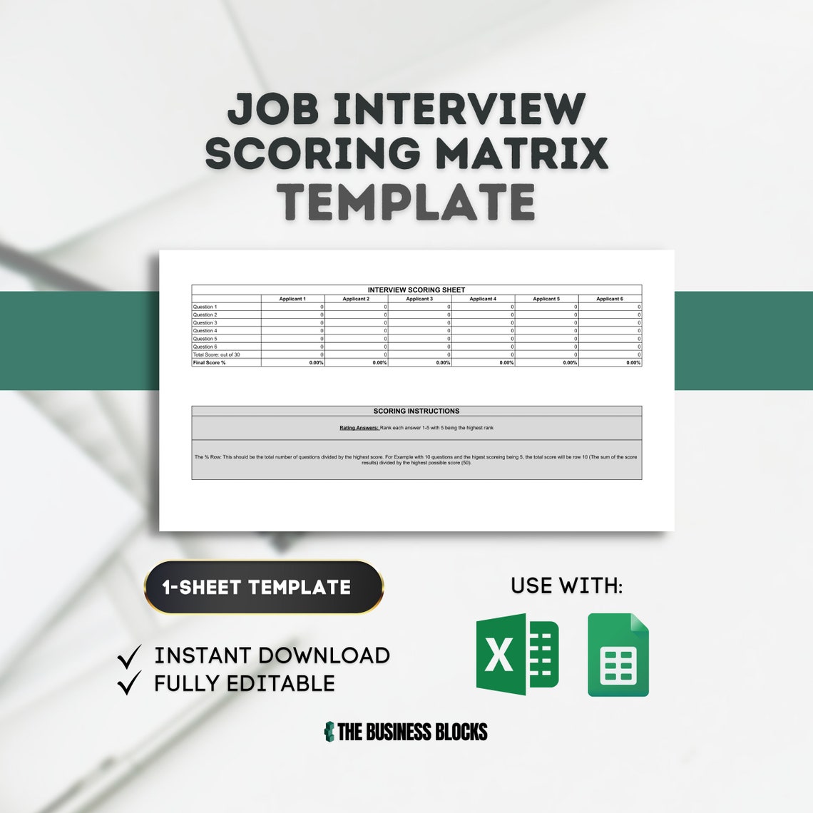 Job Interview Scorecard Template: Business Interview Guide (digital ...