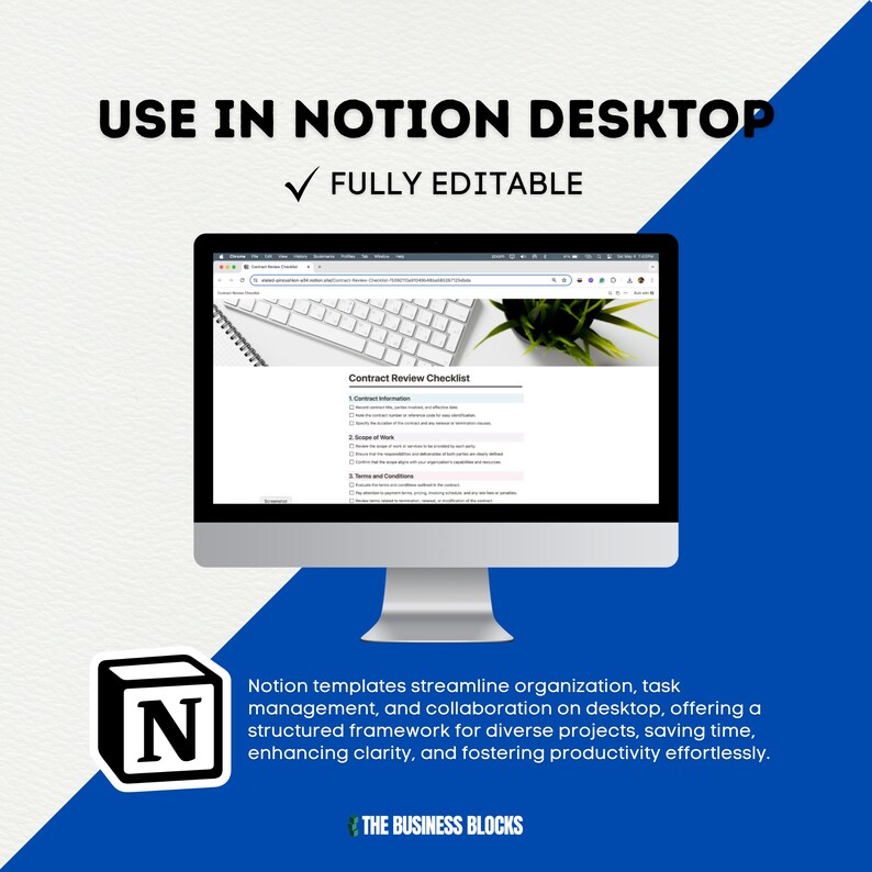 NOTION Contract Review Checklist Template Legal Document Review Checklist Agreement Review ...