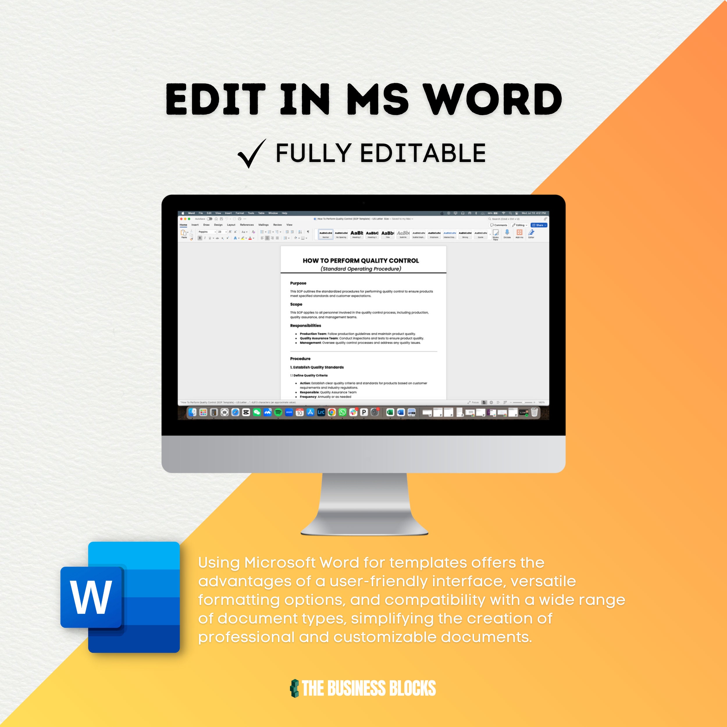 Quality Control SOP Template: Editable Quality Assurance Plan (digital ...