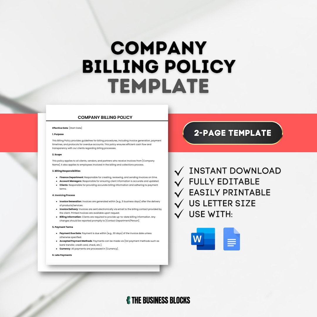 Company Billing Policy Template Billing Policy Guidelines Payment Terms ...