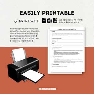 Commitment Form Template: Employee Pledge (google Docs, MS Word) - Etsy