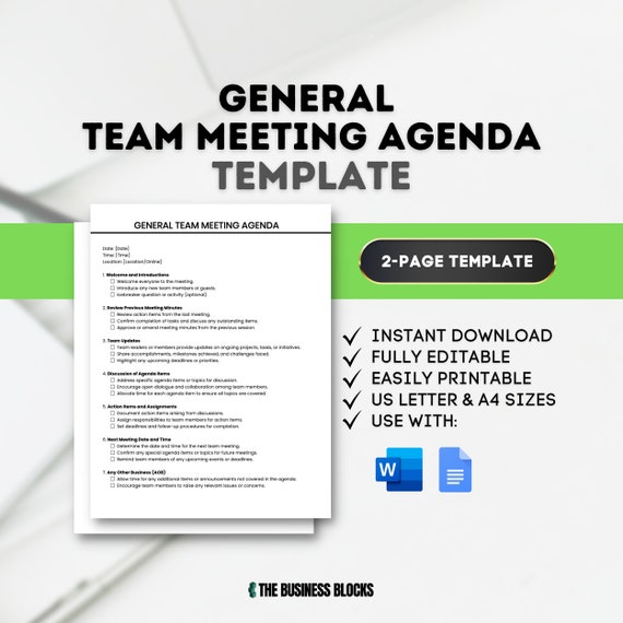 Sample Staff Meeting Agenda Template