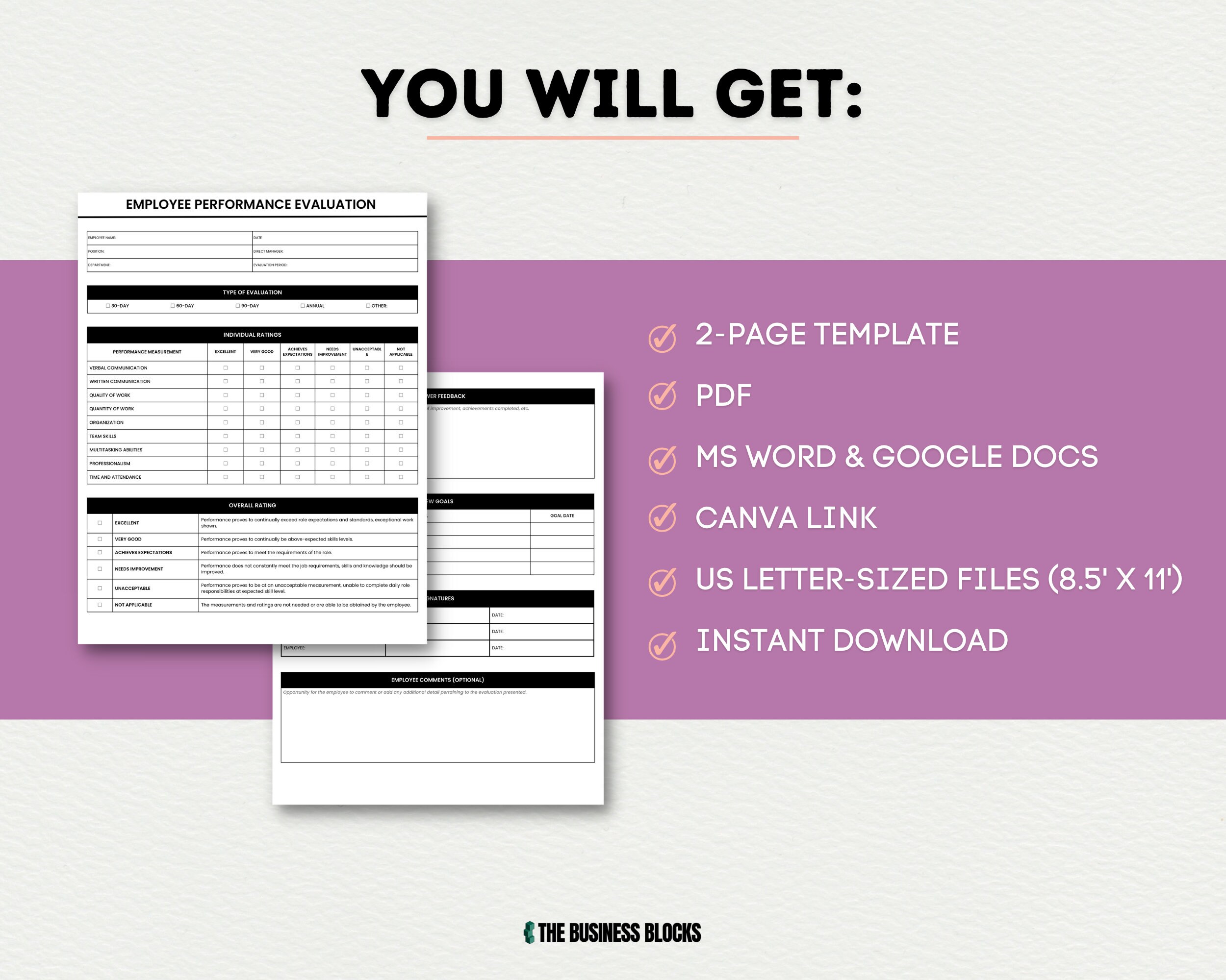 Employee Performance Review Template: Editable HR Form (canva, Google ...