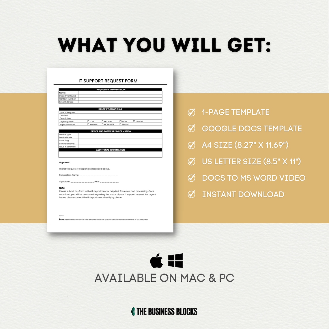 IT Support Request Form Template: Customizable Help Desk (digital Download) - Etsy