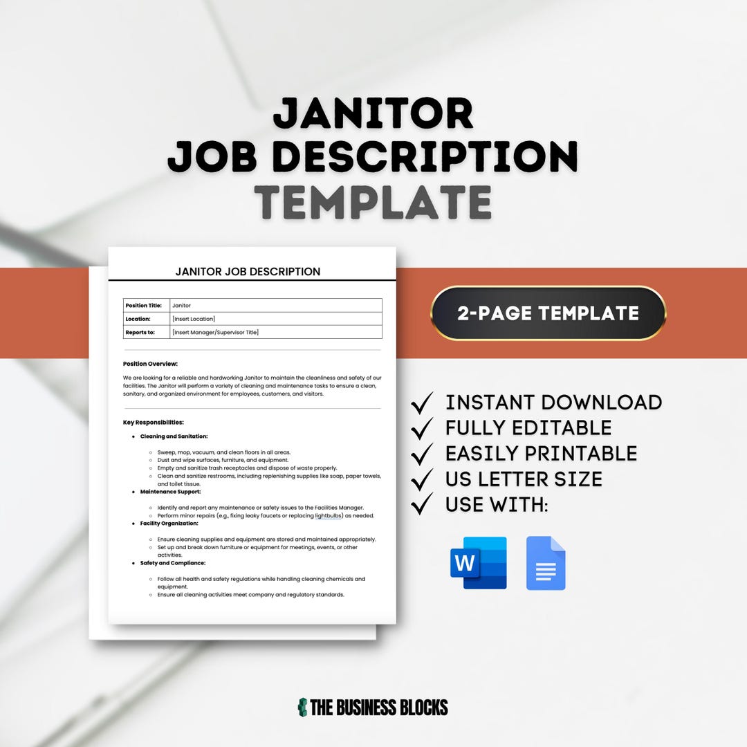 Janitor Job Description Template Janitor Duties Cleaning Job Roles ...