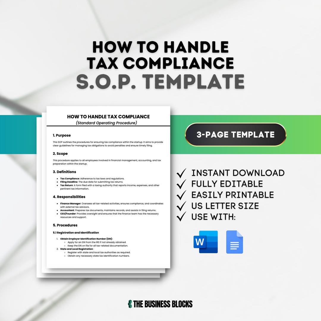 How to Handle Tax Compliance SOP Template Tax Compliance Requirements ...