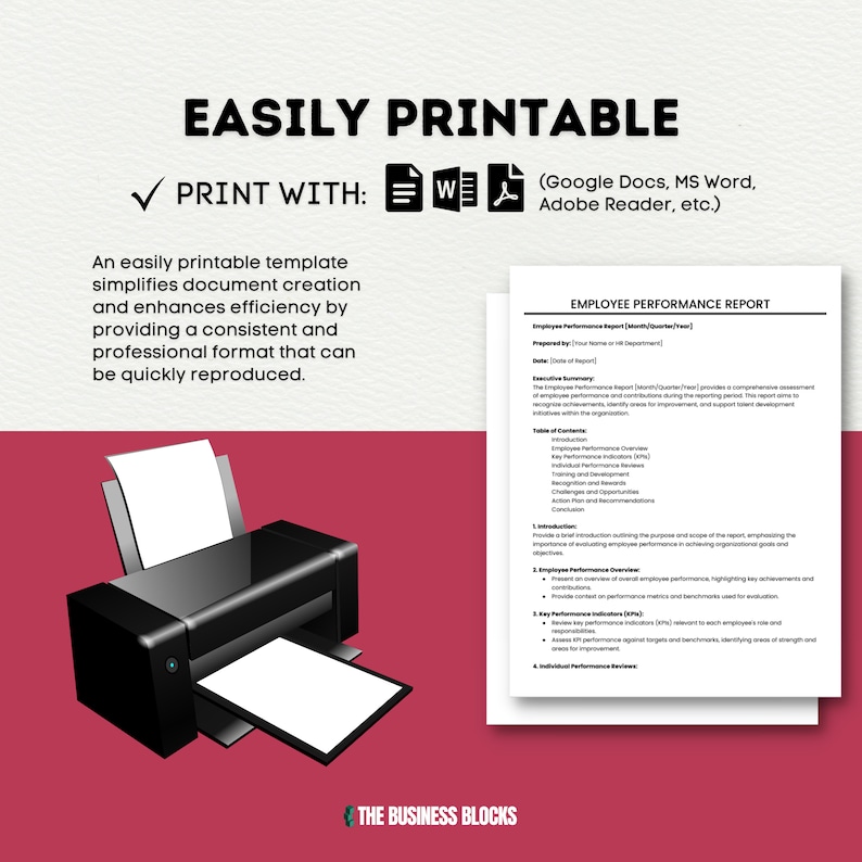 Employee Performance Report Template: Staff Evaluation (google Docs, MS ...