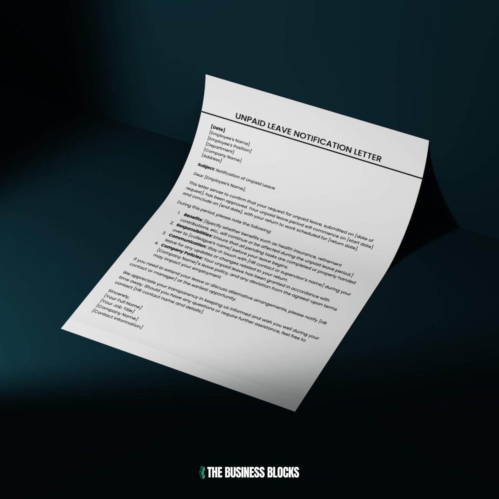Unpaid Leave Notification Letter Template (google Docs, MS Word) - Etsy