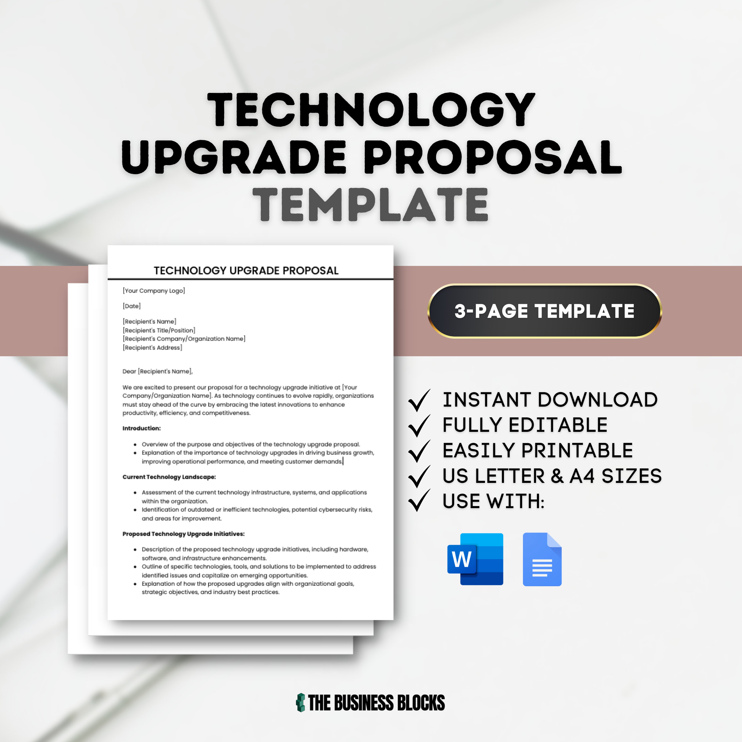 Technology Upgrade Proposal Template (google Docs, MS Word) - Etsy