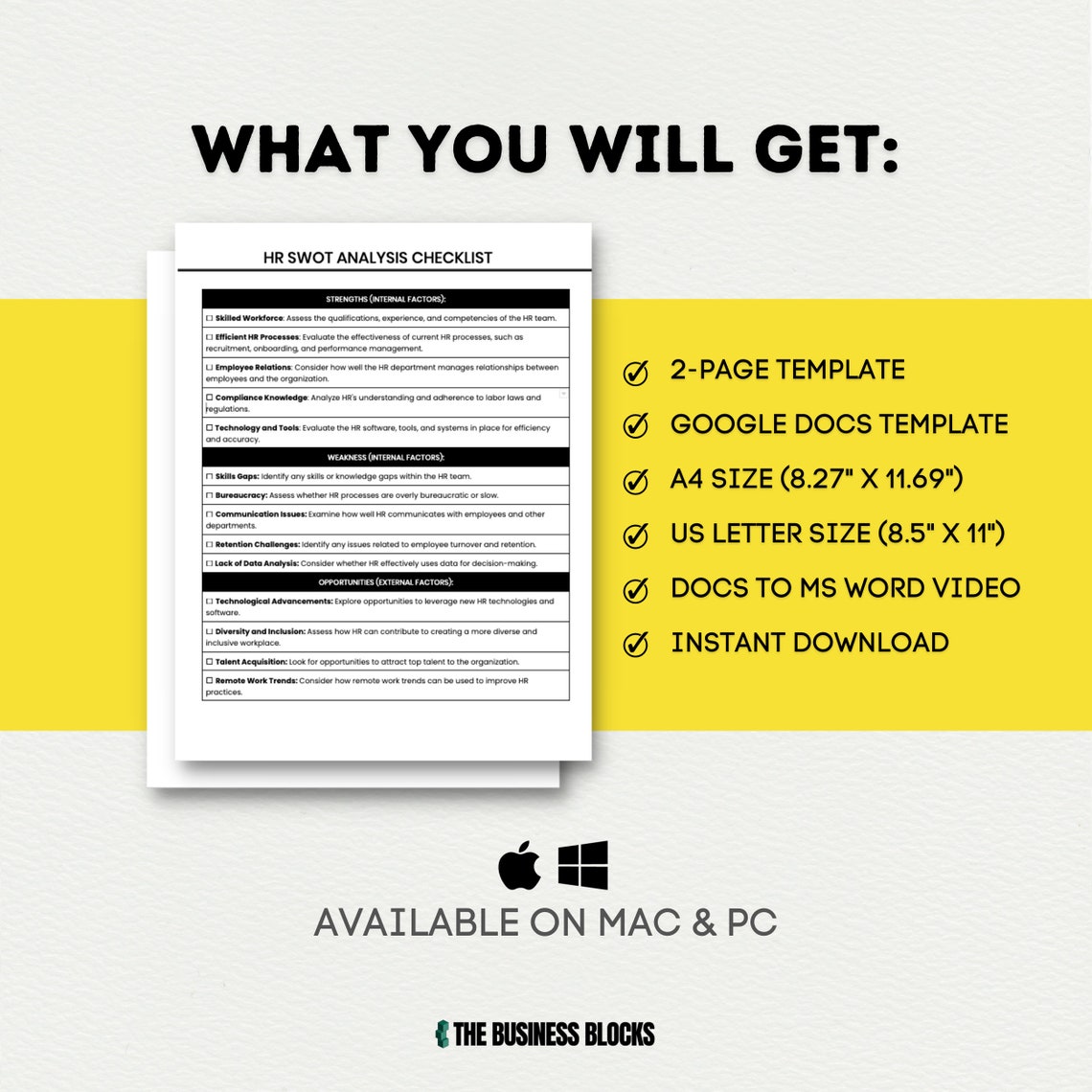 SWOT Analysis Checklist Template Human Resources HR Checklists SWOT ...