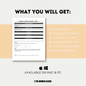 Website Update Request Form Template (google Docs, MS Word) - Etsy