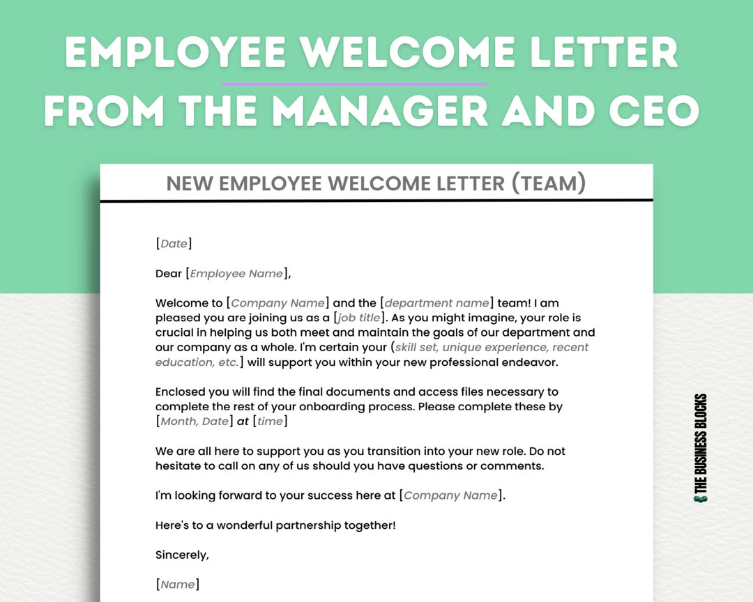 New Employee Welcome Letter Welcome to the Team Welcome Letter - Etsy