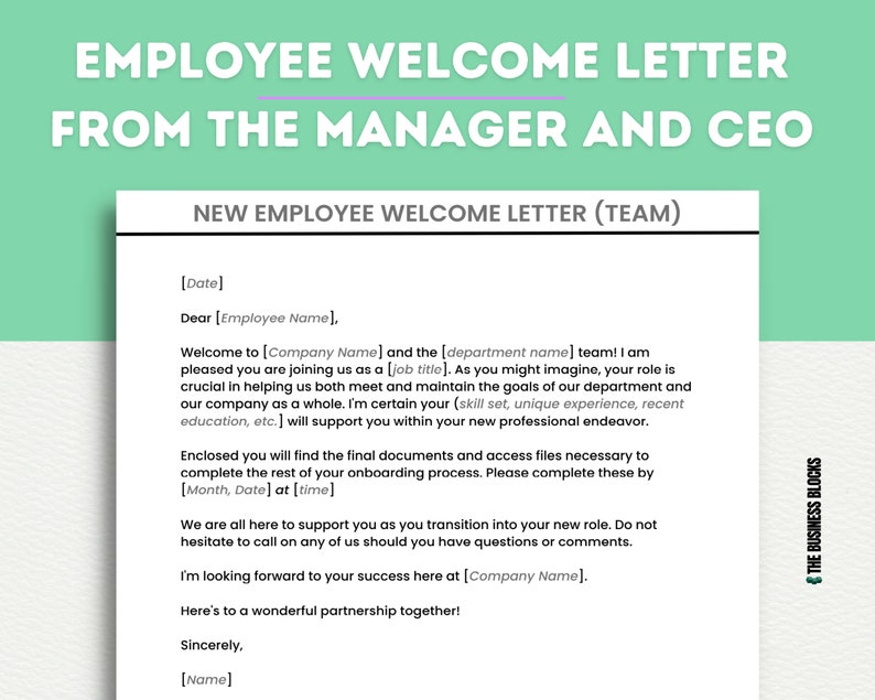 New Employee Welcome Letter Welcome to the Team Welcome Letter - Etsy