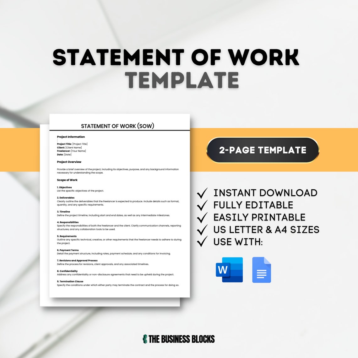 Statement of Work Template Project Scope Document SOW Template Work ...