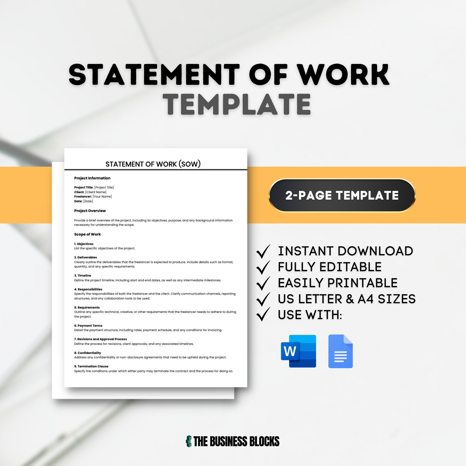 Statement of Work Template Project Scope Document SOW Template Work ...