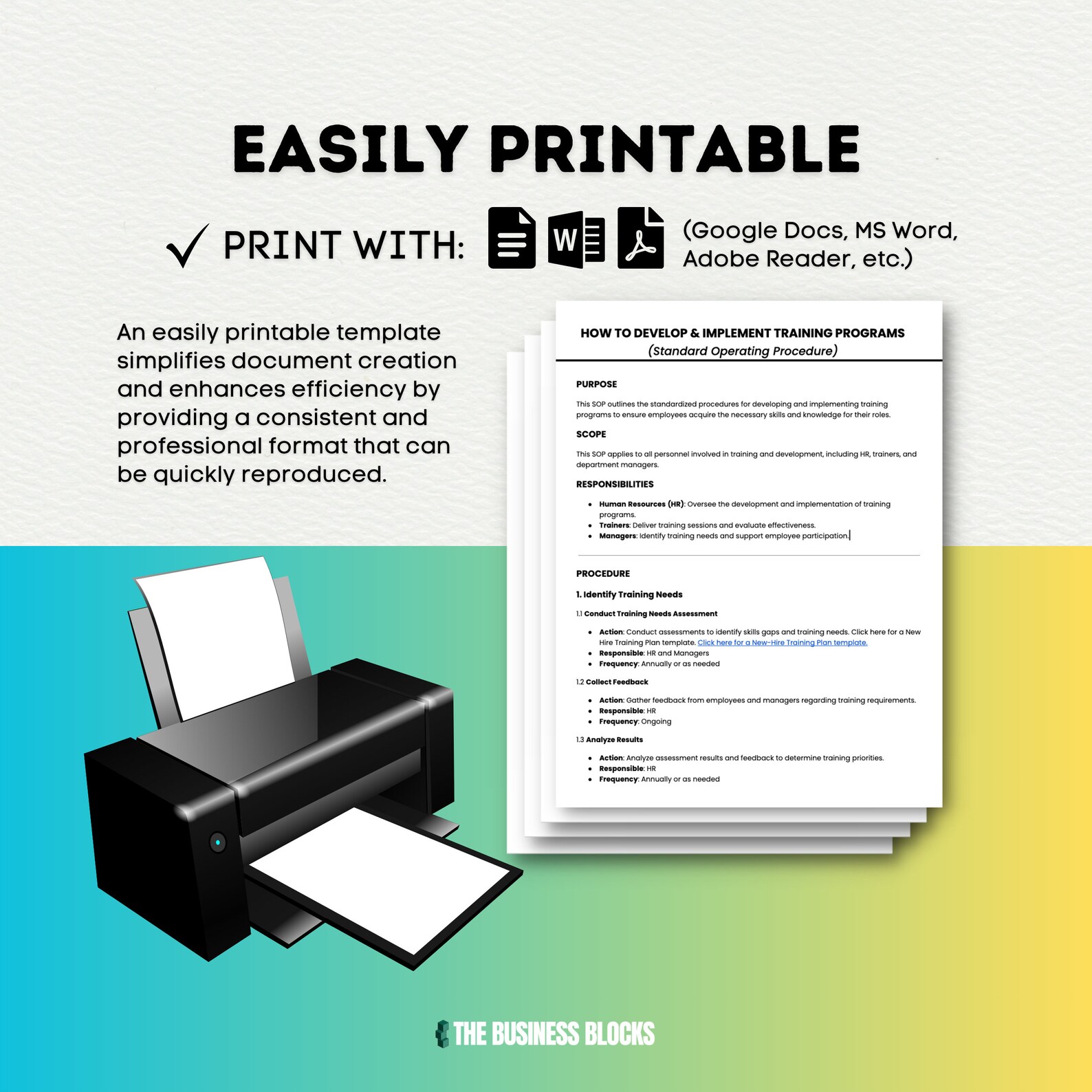 Training Program SOP Template: Employee Development (google Docs, MS ...