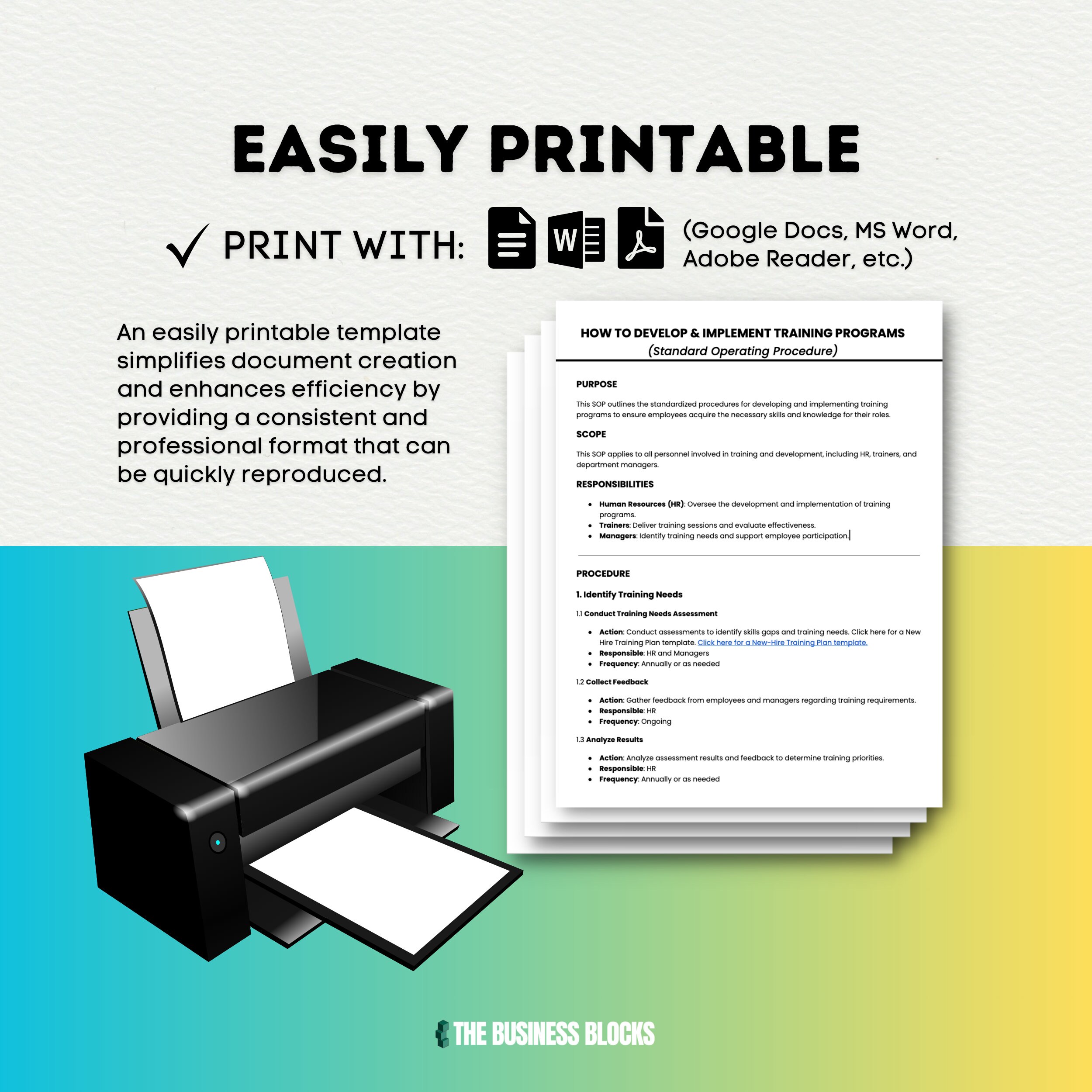 Training Program SOP Template: Employee Development (google Docs, MS ...