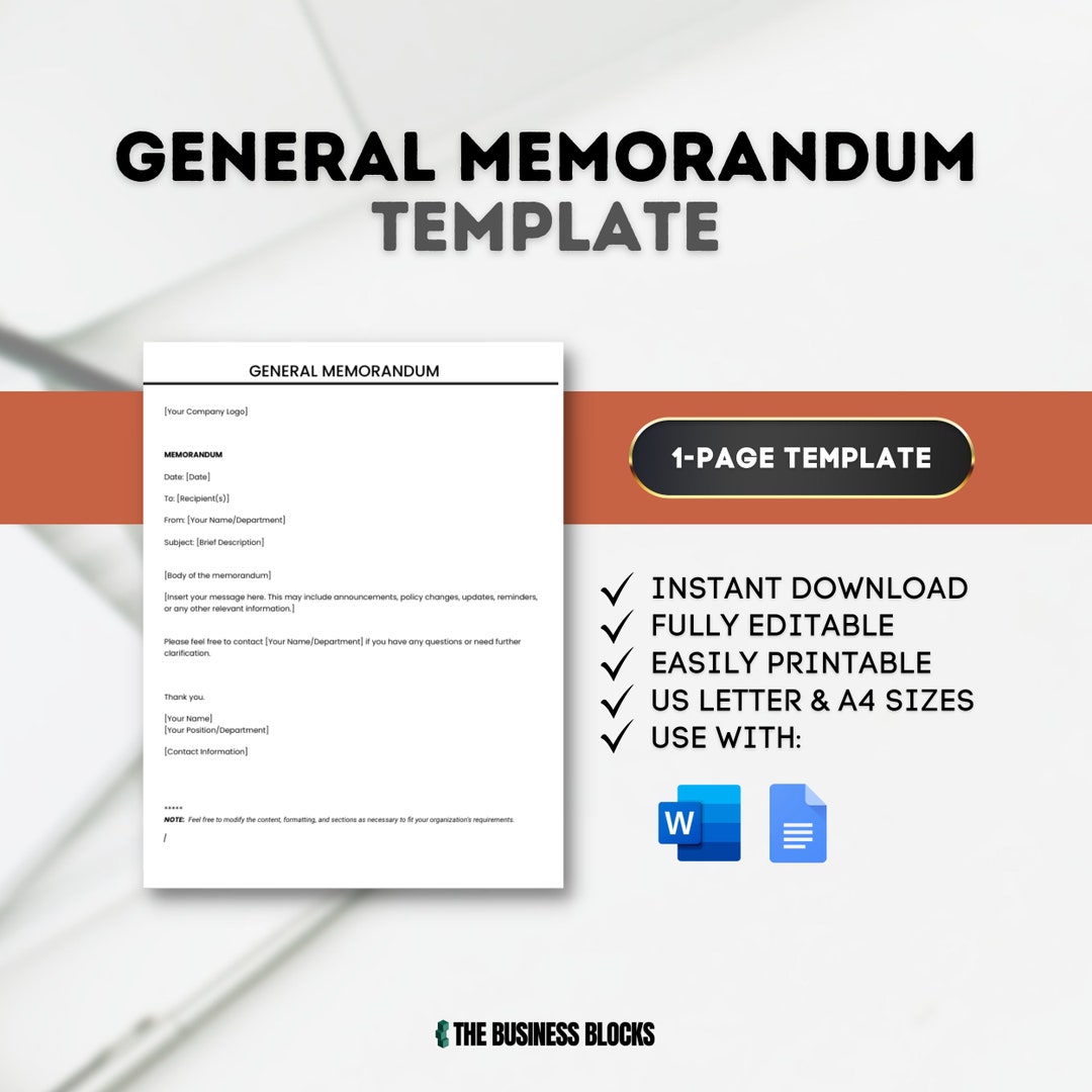 General Memorandum Template Office Memorandum Format Business Memo ...